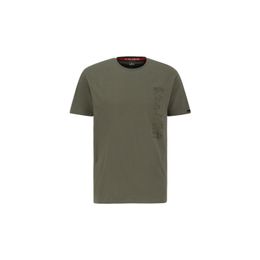 T-Shirt Alpha Industries "Embroidery T-Shirt", Herren, Gr. M, gr&uuml;n (schwarz olive), Obermaterial: 100% Baumwolle, Shirts T-Shirt