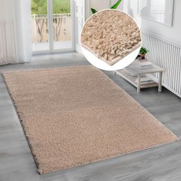 Hochflor-Teppich Bruno Banani "Shaggy Soft" Gr. 3, beige (sand), B:120cm H:30mm L:180cm, Kunstfaser, Teppiche, Hochflor-Teppich, gewebt, Uni Farben, besonders weich und kuschelig, Kundenliebling