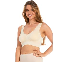 B&uuml;gelloser BH MAGIC BODYFASHION "Comfort Bra", Damen, Gr. L, N-Gr, braun (latte), Obermaterial: 89% Polyamid, 11% Elasthan, unifarben, BHs B&uuml;gelloser BH, bequemer, nahtloser und b&uuml;gelloser BH