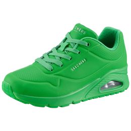 Sneaker Skechers "Street Uno - Stand on Air", Damen, Gr. 42, gr&uuml;n (dunkelgr&uuml;n), Lederimitat, unifarben, Schuhe Sneaker, Freizeitschuh, Halbschuh, Schn&uuml;rschuh mit Memory Foam, Topseller