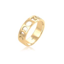 Silberring Elli "Ring Mond Halbmond Bandring Astro 925 Silber vergoldet" Gr. 54, gold, Fingerringe, Damen, 54, Silber 925 (Sterlingsilber), Silberring