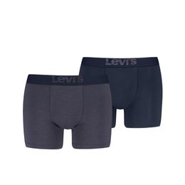 Levi's Boxershorts LEVI'S "LEVIS MEN OPT ILL BOXER BRIEF ORG CO 2P", Herren, Gr. S, blau, braun, Obermaterial: 95% Baumwolle, 5% Elasthan, k&ouml;rpernah, Unterhosen Boxershorts, mit breitem Logobund