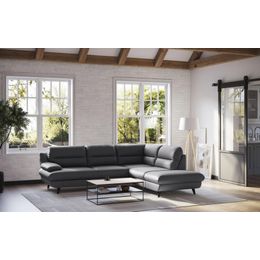 Ecksofa COTTA "Pike L-Form, B: 266 cm", schwarz, B:266cm H:90cm T:217cm, GEDECKTES RINDSLEDER, Sofas, Ecksofa, optional Bettfunktion & Bettkasten
