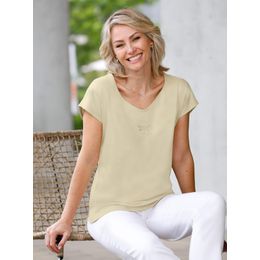 T-Shirt Classic Basics "Shirt", Damen, Gr. 46, beige (sand), 100% Baumwolle, unifarben, eckiger Ausschnitt, Shirts T-Shirt