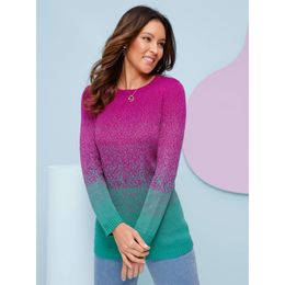 Longpullover Classic Basics "Long-Pullover", Damen, Gr. 44, rosa (magenta, smaragd, gemustert), 100% Polyacryl, unifarben, Pullover Longpullover