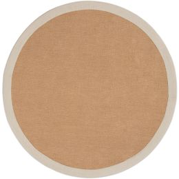 Sisalteppich CarpetFine "Sisal", beige (creme), H:5mm &Oslash;:60cm, Sisal, Teppiche, Sisalteppich, mit farbiger Bord&uuml;re, Anti-Rutsch R&uuml;ckseite