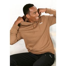 Hoodie BENCH. LOUNGEWEAR, Herren, Gr. 52/54 (L), braun (camelfarben), angeraute Sweatware, Obermaterial: 60% Baumwolle, 40% Polyester, unifarben, Basic, bequem normal, Rundhals, angesetztes B&uuml;ndchen, Sweatshirts Hoodie, Sweatshirt mit Kapuze und seitlichen Taschen, Baumwollmischung