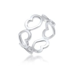 Silberring Elli "Ring Bandring Herzen Symbol Cut-Out Trend 925er Silber" Gr. 52, silber, Fingerringe, Damen, 52, Silber 925 (Sterlingsilber), Silberring