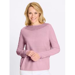 Strickpullover Classic Basics "Langarm-Pullover", Damen, Gr. 42, ros&eacute;, 100% Polyacryl, unifarben, Pullover Strickpullover