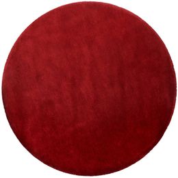 Teppich HOMIE LIVING "Pisa", rot, H:25mm &Oslash;:120cm, Polyester, Teppiche, Teppich, Hochflor, Microfaser, uni, weich, Shaggy, Wohnzimmer, Schlafzimmer