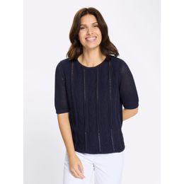 Ajourpullover Classic Basics "Ajour-Pullover", Damen, Gr. 40, marine, 100% Baumwolle, unifarben, Pullover Ajourpullover