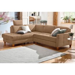 Ecksofa Home Affaire "Earl L-Form", braun (schoko), B:233cm H:80cm T:196cm, Luxus-Microfaser in Lederoptik (100% Polyester);Struktur fein (100% Polyester);Luxus-Microfaser ALTARA NUBUCK (100% Polyester), Sofas, Ecksofa, wahlweise auch mit Bettfunktion oder Bettfunktion mit Bettkasten