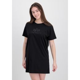 T-Shirt Alpha Industries "Basic Long T-Shirt Glitter W", Damen, Gr. XS, schwarz (schwarz, schwarz), Obermaterial: 100% Baumwolle, Shirts T-Shirt