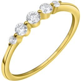 Goldring Firetti "Schmuck Geschenk Gold 375 Fingerring Ring" Gr. 62, gold (gelbgoldfarben, kristallwei&szlig;), Fingerringe, Damen, 62, Gelbgold 375, 1mm, Goldring, mit Zirkonia (synth.)