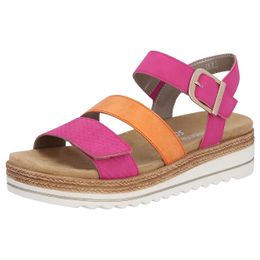 Keilsandalette Remonte, Damen, Gr. 44, bunt (fuchsia, orange), Lederimitat, Schuhe Keilsandalette, Keilabsatz, Sommerschuh, Sandale in veganer Verarbeitung