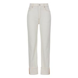 Weite Jeans BOSS Orange "Ada High Rise Slim Premium Damenmode", Damen, Gr. 28, N-Gr, beige (natural 101), Denim/Jeans, Obermaterial: 100% Baumwolle, unifarben, weit, Jeans Weite Jeans