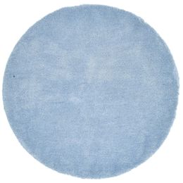 Hochflor-Teppich Tom Tailor HOME "Shaggy Teppich Cozy", blau (hellblau), H:25mm &Oslash;:100cm, Polyester, Teppiche, Hochflor-Teppich, Uni Farben, auch in Pastell Farben, weich & kuschelig