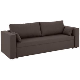 3-Sitzer Home Affaire "Pur", braun, B:227cm H:87cm T:85cm, Struktur (100% Polyester);100% Polyester Melrose;Luxus-Microfaser Nubuk (100% Polyester), Sofas, 3-Sitzer, wahlweise mit Bettfunktion