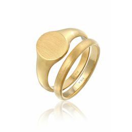 Siegelring Kuzzoi "Ring Herren Siegelring Basic Bandring 2er Set 925 Silber" Gr. 56, gold, Fingerringe, Herren, 56, ohne Stein, Silber 925 (Sterlingsilber), 11mm, Siegelring
