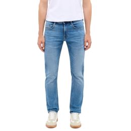 Slim-fit-Jeans Mustang "Herren Style Oregon Slim K", Herren, Gr. 38, L&auml;nge 32, blau (322 mittelblau), Denim/Jeans, 66% Baumwolle, 32% Polyester, 2% Elasthan, unifarben, slim fit, Jeans Slim-fit-Jeans