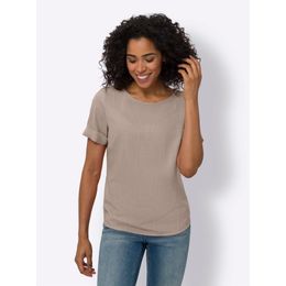 Schlupfbluse Classic Basics, Damen, Gr. 38, beige (sesam), 100% Polyester, unifarben, Rundhals, Blusen Schlupfbluse