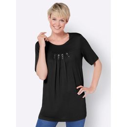 Kurzarmshirt Classic Basics "Kurzarm-Shirt", Damen, Gr. 48, schwarz, 100% Viskose, unifarben, Rundhals, Shirts Kurzarmshirt