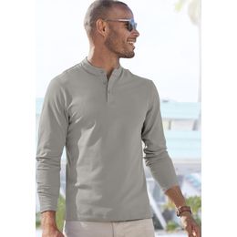 Poloshirt John Devin "mit Stehkragen", Herren, Gr. S (44/46), grau, Piqu&eacute;, Obermaterial: 100% Baumwolle, unifarben, regular fit lang, Rundhals, abgesteppte Kante, Shirts Poloshirt, Regular-Fit, aus Baumwoll-Piqu&eacute;