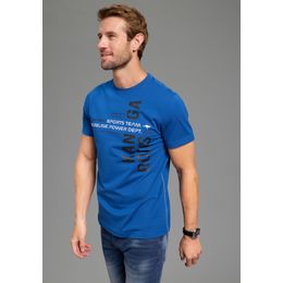 T-Shirt Kangaroos, Herren, Gr. L, schwarz, blau, Single Jersey, Obermaterial: 100% Baumwolle, schmal, Rundhals, Shirts T-Shirt, schmale Passform, Halbarm, Rundhalsausschnitt mit B&uuml;ndchen