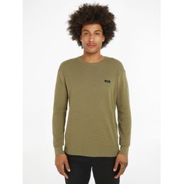 Rundhalspullover Calvin Klein "TEXTURED CN SWEATER", Herren, Gr. 3XL, gr&uuml;n (delta gr&uuml;n), Strick, Obermaterial: 84% Baumwolle, 16% Polyamid, unifarben, Rundhals, B&uuml;ndchen, Pullover Rundhalspullover