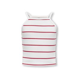 Tr&auml;gertop KIDS Only "KOGGEMMA HALTERNECK TOP CS JRS", M&auml;dchen, Gr. 134/140, rot (cloud dancer stripes:earth rot), Jersey, Obermaterial: 95% Baumwolle, 5% Elasthan, gestreift, slim fit, ohne Ausschnitt, Tops Tr&auml;gertop
