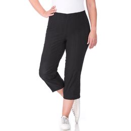 Caprihose KjBRAND "Susie Capri Wash & Go", Damen, Gr. 50, N-Gr, schwarz, Web, Obermaterial: 47% Baumwolle, 45% Polyester, 6% Viskose, 2% Elasthan, gerade 3/4-L&auml;nge, Hosen Caprihose, Sommerhose b&uuml;gelfrei