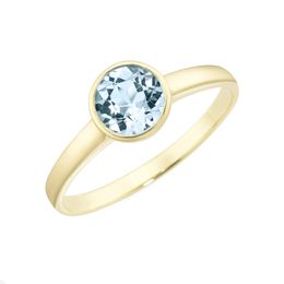 Goldring Luigi Merano "Ring mit Blautopas, Gold 375" Gr. 60, blau (hellblau), Fingerringe, Damen, 60, Gelbgold 375, Goldring