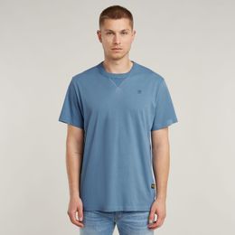 G-Star Raw T-Shirt G-STAR "Nifous", Herren, Gr. S, blau (dutch blau), Jersey, Obermaterial: 100% Baumwolle, unifarben, regular fit normal, Rundhals, Shirts T-Shirt, Rundhals, mit Rippeinsatz
