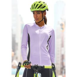 Funktionsshirt Vivance ACTIVE "- Fahrradshirt", Damen, Gr. L (44/46), lila (lavendel), Obermaterial: 92% Polyester, 8% Elasthan, unifarben mit Farbeinsatz, figurbetont h&uuml;ftlang, Rundhals, Shirts Funktionsshirt, mit reflektierenden Details, Radsport