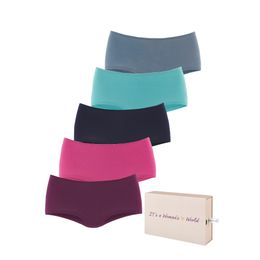 Panty Lascana, Damen, Gr. 48/50, bunt (aubergine, pink, navy, mint, blau), Single Jersey, Obermaterial: 95% Baumwolle, 5% Elasthan, unifarben, k&ouml;rpernah, Unterhosen Panty, aus Baumwolle, mit sch&ouml;ner Aufbewahrungsbox, Topseller