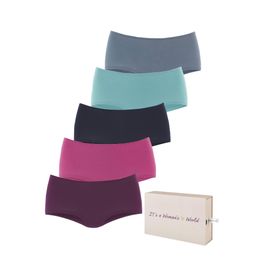 Panty Lascana, Damen, Gr. 32/34, bunt (aubergine, pink, navy, mint, blau), Single Jersey, Obermaterial: 95% Baumwolle, 5% Elasthan, unifarben, k&ouml;rpernah, Unterhosen Panty, aus Baumwolle, mit sch&ouml;ner Aufbewahrungsbox, Topseller