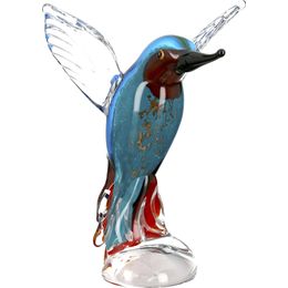 Wanddekoobjekt CASABLANCA BY GILDE "Skulptur Eisvogel", blau, B:14cm H:22cm T:14cm, Glas, Wanddekoobjekte, Wanddekoobjekt
