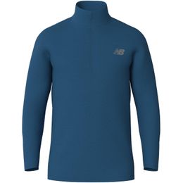 Laufshirt New Balance "Space Dye 1/4 Zip", Herren, Gr. XL, blau (blau agate (), Web, Obermaterial: 84% Polyester, 16% Elasthan, Rundhals, Shirts Laufshirt, mit Label