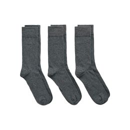 Basicsocken Gant "SOFT COTTON SOCKS 3-PACK", Herren, Gr. 40-42, grau (charcoal melange), Baumwollmischung, meliert, elastisch, Socken Basicsocken, mit Logodruck am Kn&ouml;chel