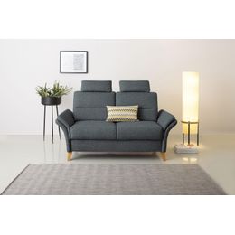 2-Sitzer Home Affaire "Westerland", blau (blau, grau), B:166cm H:90cm T:89cm, 100% Polyester, Sofas, 2-Sitzer, Federkern-Polsterung. wahlweise mit Armlehnfunktion