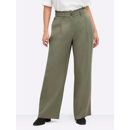 Paperbag-Hose sheego, Damen, Gr. 58, Normalgr&ouml;&szlig;en, khaki, 100% Lyocell, unifarben, Hosen Paperbag-Hose