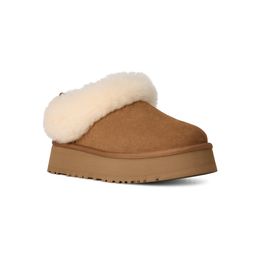 UGG Australia Schlupfboots UGG "TAZZELLE", Damen, Gr. 11 (42), chestnut, hellbeige, Lammfell, Veloursleder, Schuhe Schlupfboots, Ankleboots, Schlupfboots mit Anziehlasche