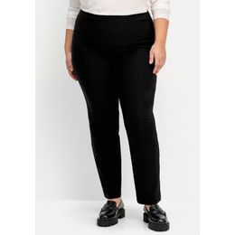 Schlupfhose sheego, Damen, Gr. 28, Kurzgr&ouml;&szlig;en, schwarz, 70% Viskose, 25% Polyamid, 5% Elasthan, unifarben, Hosen Schlupfhose