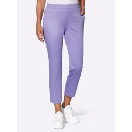 7/8-Hose Casual Looks, Damen, Gr. 21, Kurzgr&ouml;&szlig;en, lila (lavendel), 97% Baumwolle, 3% Elasthan, unifarben, 7/8-L&auml;nge, Hosen 7/8-Hose