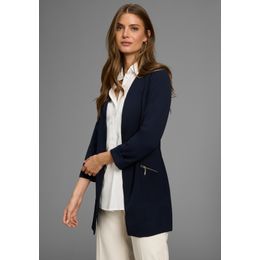 Longblazer Laura Scott, Damen, Gr. 42, blau (marine), Jersey, Obermaterial: 95% Polyester, 5% Elasthan, figurbetont, tiefer V-Ausschnitt, Blazer Longblazer, mit Rei&szlig;verschl&uuml;ssen, Topseller