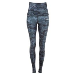 Leggings WINSHAPE "HWL102-Military", Damen, Gr. XS, Normalgr&ouml;&szlig;en, grau (camo grau), 80% Polyester, 20% Elasthan, Hosen Leggings, Core-Stability-Bund mit Bauch-Weg-Effekt
