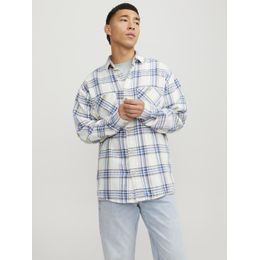 Jack & Jones Langarmhemd JACK & JONES "JJEMICHAEL OVERSHIRT LS SN", Herren, Gr. S, N-Gr, wei&szlig; (whisper wei&szlig;), Twill, Obermaterial: 100% Baumwolle, Basic, relaxed fit, Hemden Langarmhemd