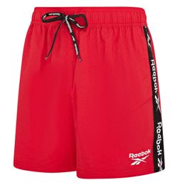 Badeshorts Reebok "Duke", Herren, Gr. L, N-Gr, rot, Microfaser, Polyamid, unifarben, Badehosen Badeshorts, mit Kordelzug und elastischem Bund, mit Logo, atmungsaktiv, basic