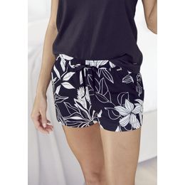 Schlafshorts Lascana, Damen, Gr. 36/38, N-Gr, bunt (schwarz, allover, gebl&uuml;mt), Single Jersey, Obermaterial: 50% Baumwolle, 50% Viskose, gebl&uuml;mt, bequem kurz, Hosen Schlafshorts, mit floralem Druck