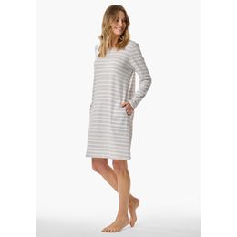 Nachthemd Schiesser "Casual Essentials", Damen, Gr. 42, N-Gr, 210, silbergrau, meliert, Jersey, Obermaterial: 100% Baumwolle, kniefrei, V-Ausschnitt, Kleider Nachthemd, mit leichtem V-Ausschnitt
